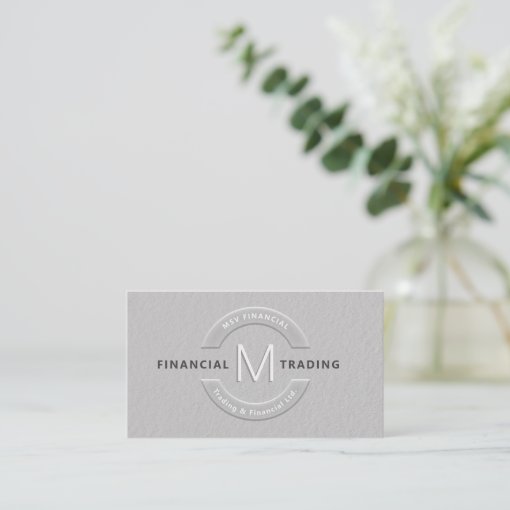 Trader Dealer Faux Embossed Monogram Professional Business Card | Zazzle