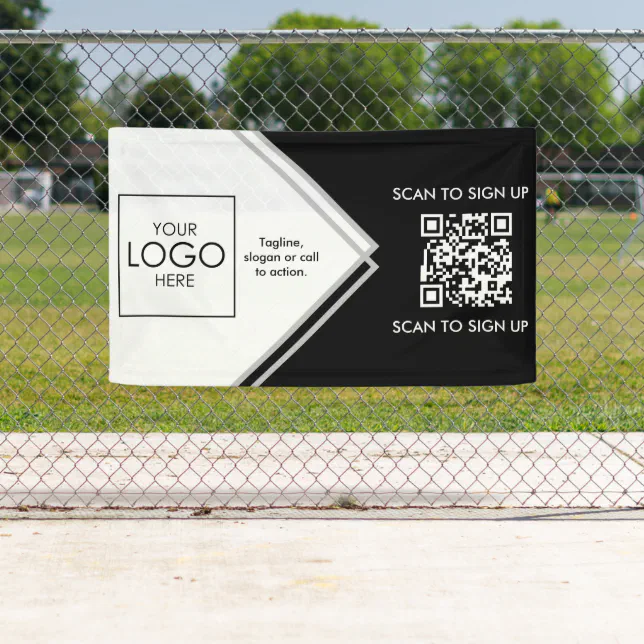 Tradeshow Display Signage QR Code Upload Your Logo Banner | Zazzle
