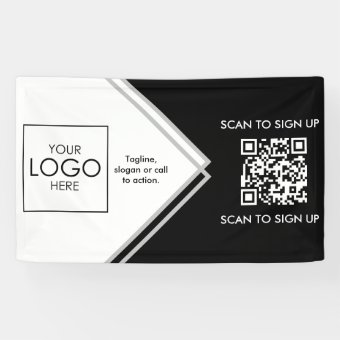 Tradeshow Display Signage QR Code Upload Your Logo Banner | Zazzle