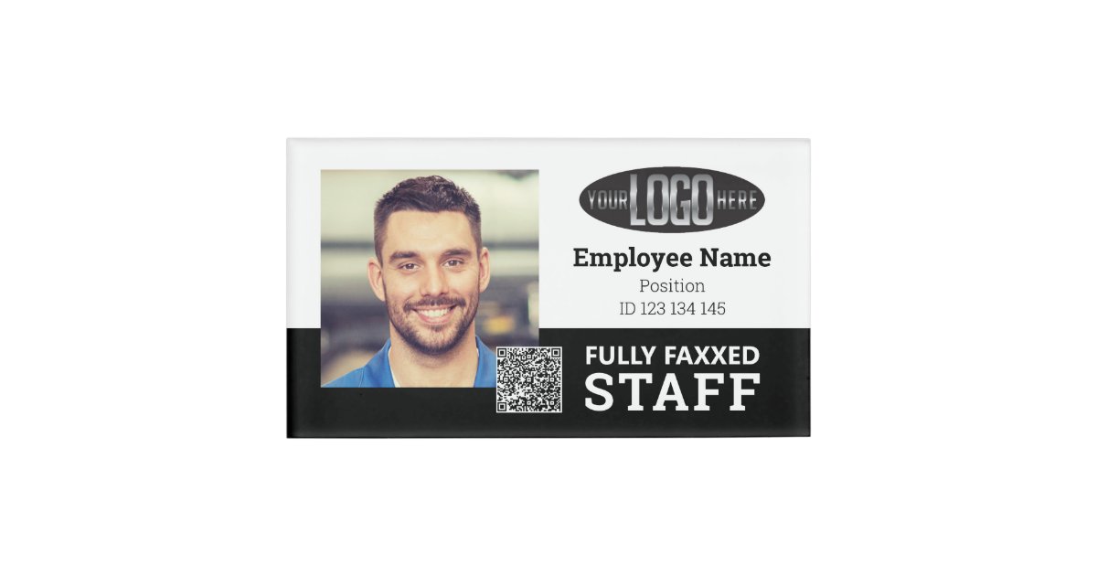 Tradesperson Staff Photo ID QR Code Badge | Zazzle