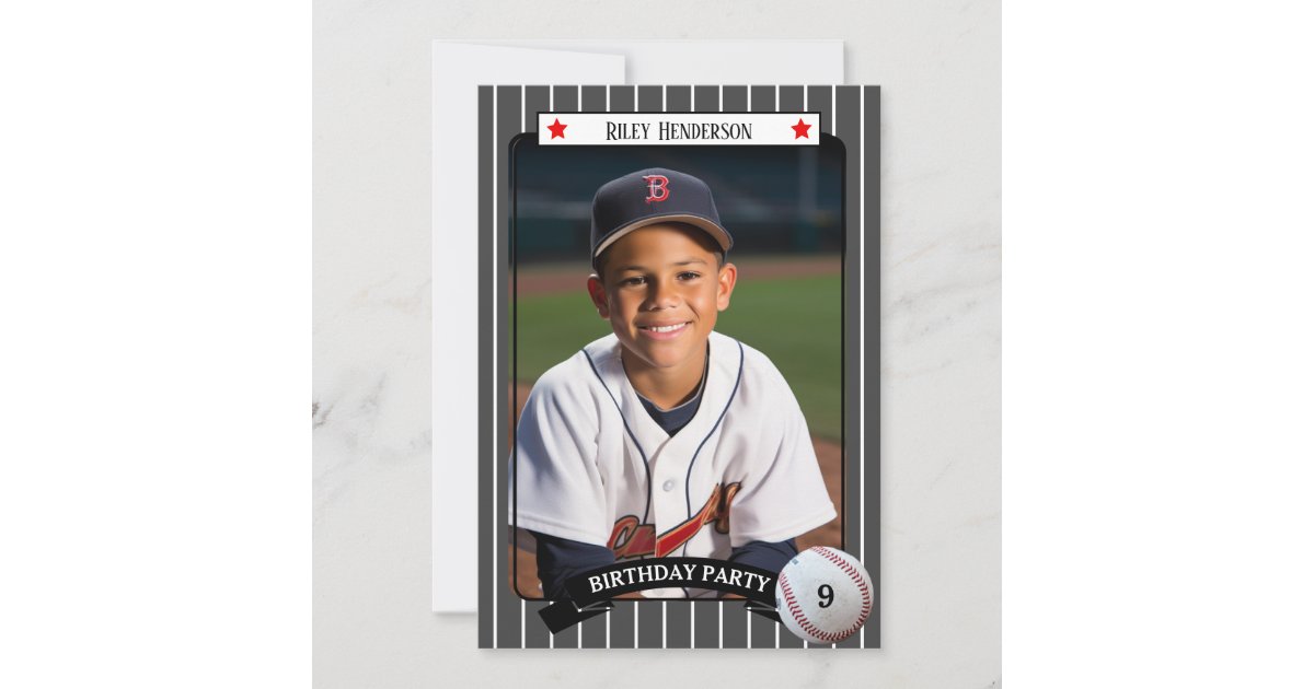 Trading Card Baseball Birthday Party Invitation | Zazzle