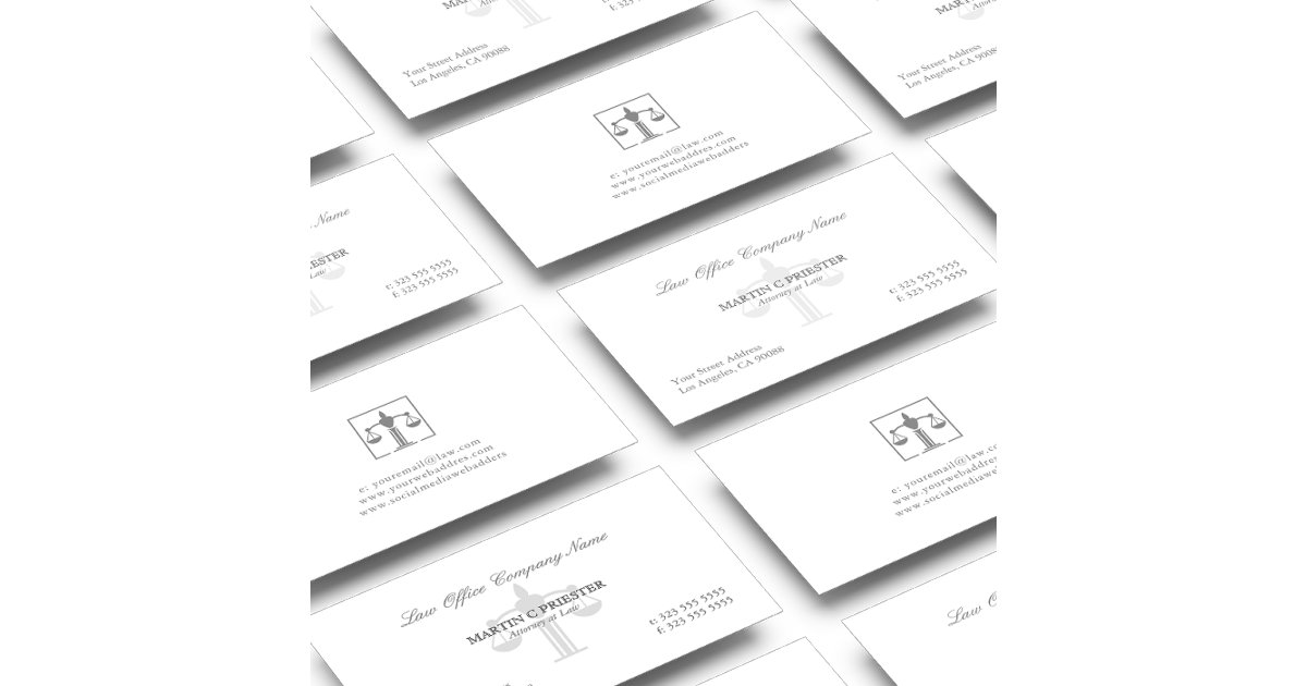 Traditional Attorney At Law Scale Watermark Business Card | Zazzle