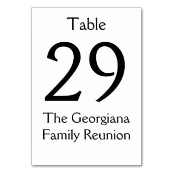 Traditional Black and White Table Number Card | Zazzle