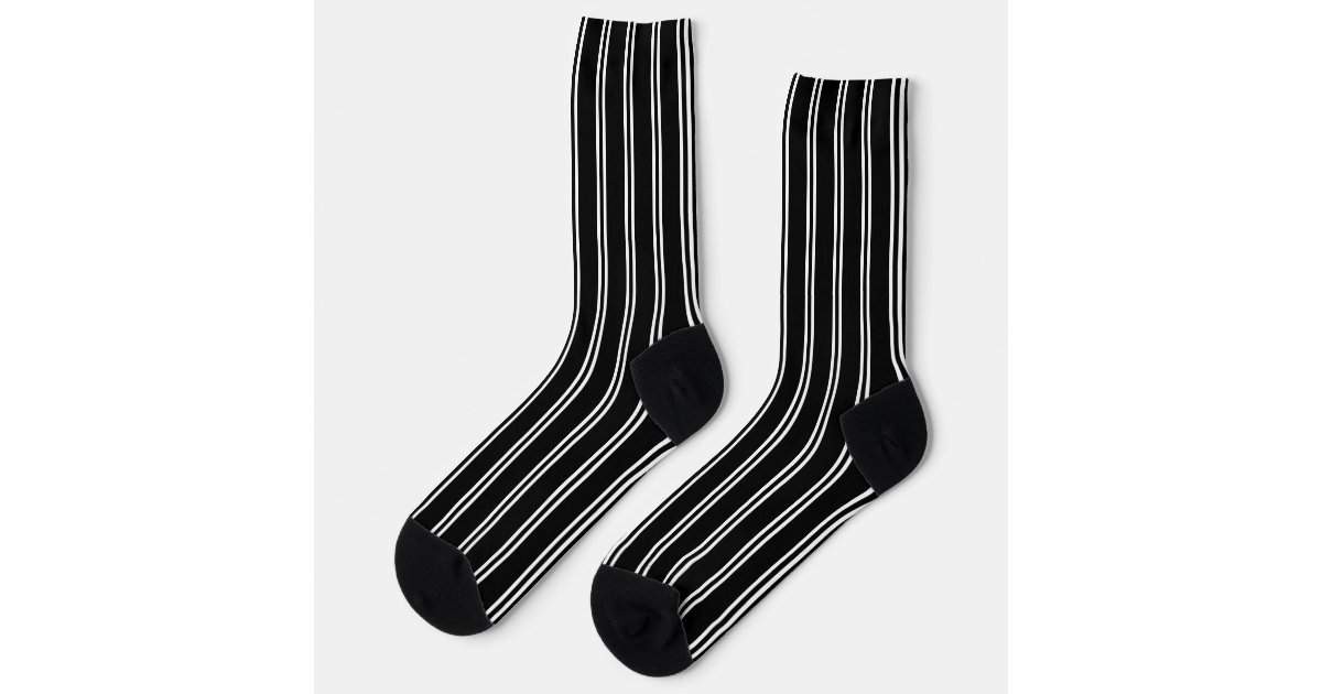 Traditional Black and White Vertical Stripes Socks | Zazzle