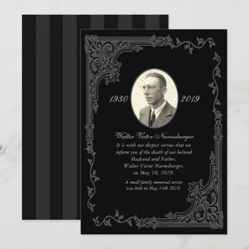 Traditional Black Death Announcement Card | Zazzle