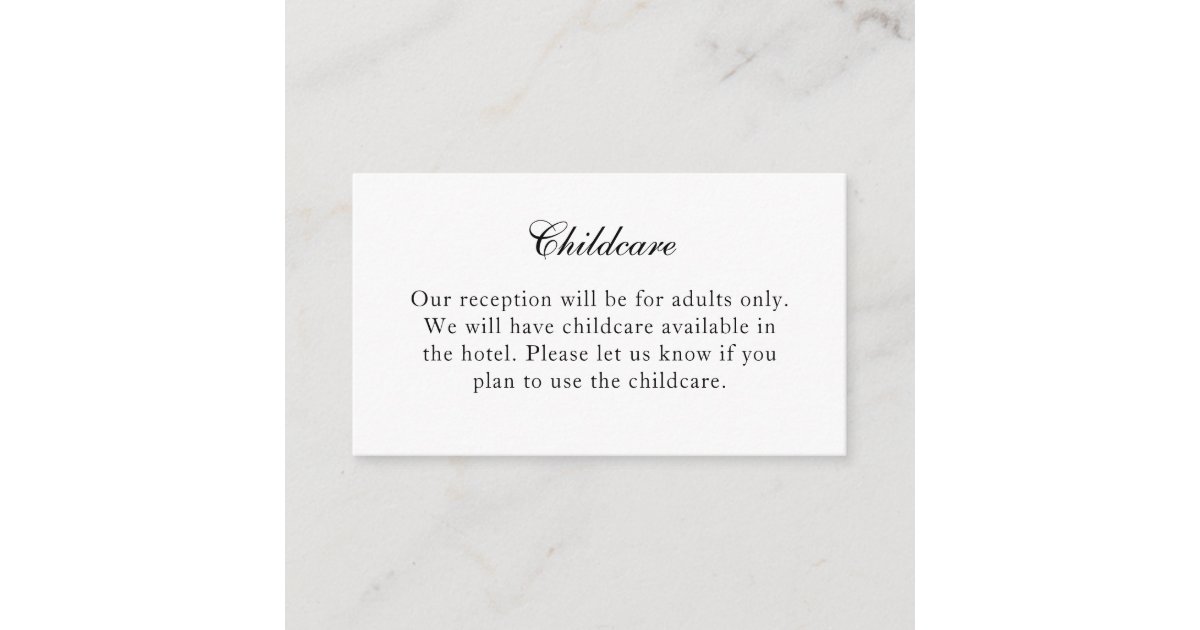 Traditional Black & White No Children Insert Card | Zazzle