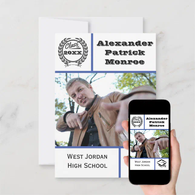 Traditional Blue - 3x5 Graduation Invitation | Zazzle