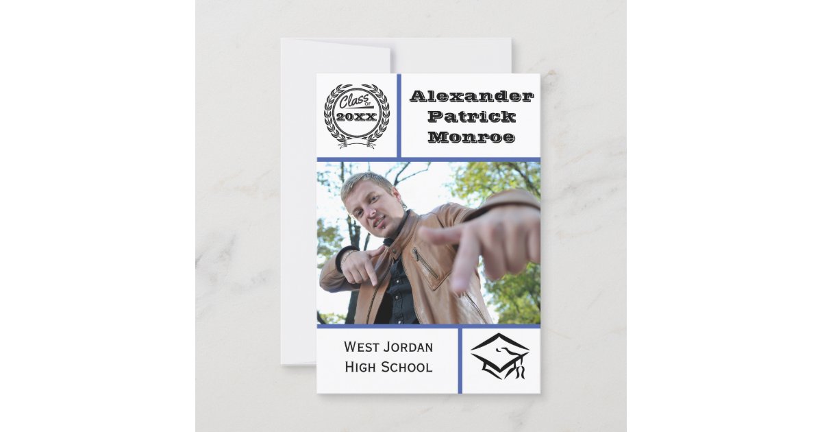 Traditional Blue - 3x5 Graduation Invitation | Zazzle