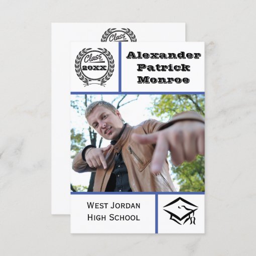 Traditional Blue - 3x5 Graduation Invitation | Zazzle