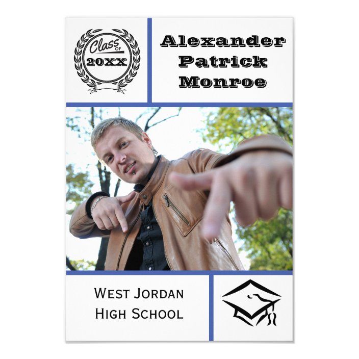 Traditional Blue - 3x5 Graduation Invitation | Zazzle.com