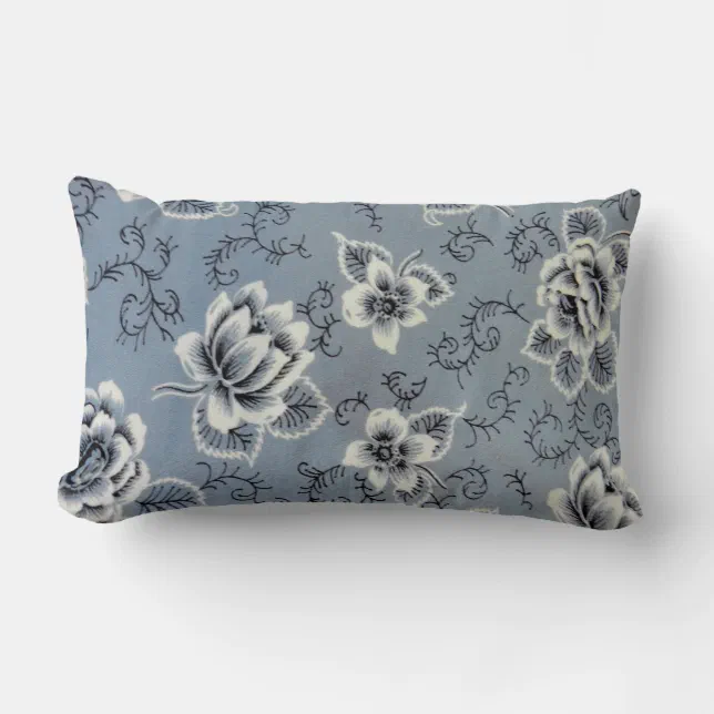 Traditional Blue Flower Pattern | Lumbar Pillow | Zazzle