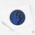 Traditional Blue Phoenix Circle on Black Classic Round Sticker | Zazzle