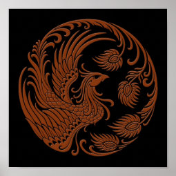 Traditional Brown Phoenix Circle Poster | Zazzle