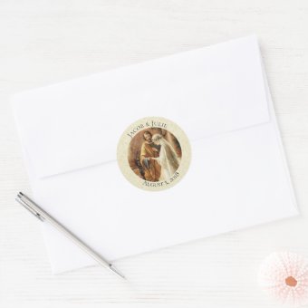 Traditional Catholic Bride Groom Wedding Classic Round Sticker | Zazzle