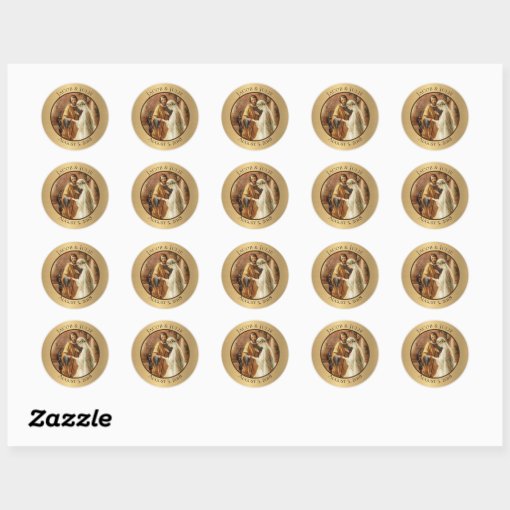 Traditional Catholic Bride Groom Wedding Classic Round Sticker | Zazzle