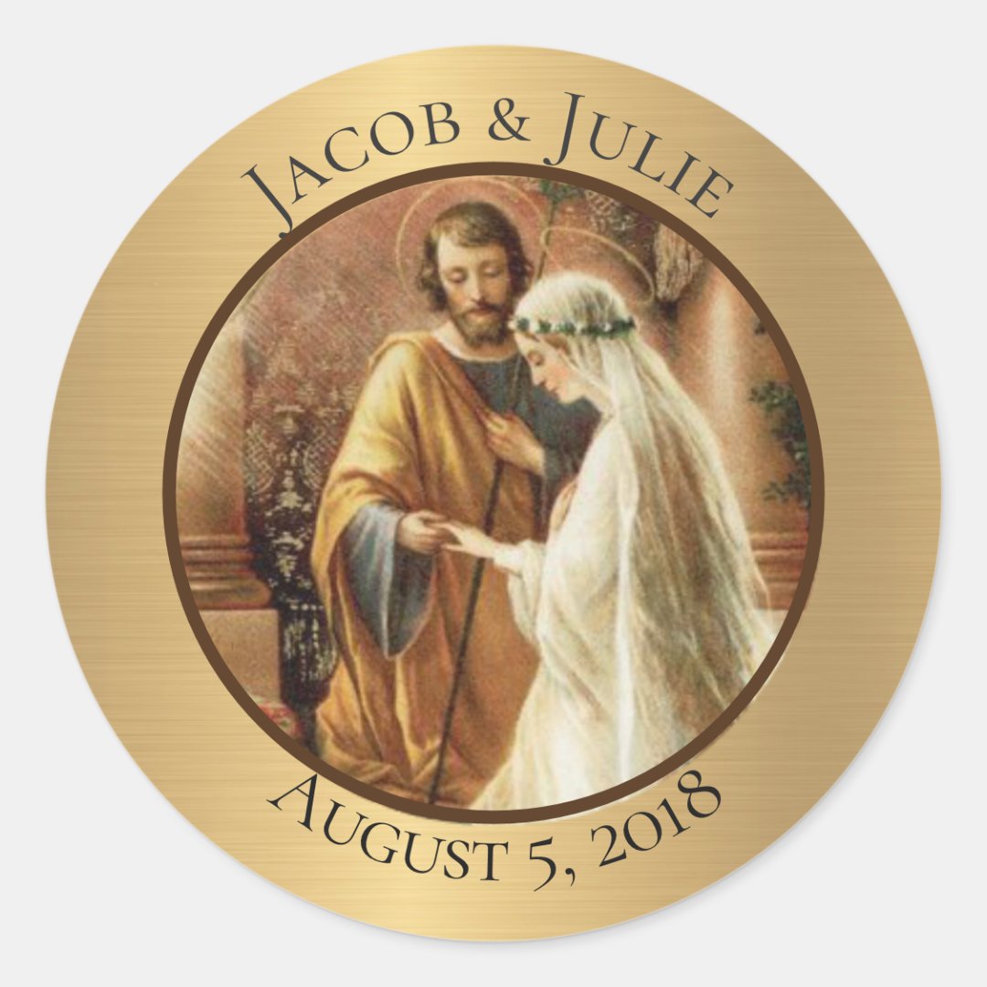 Traditional Catholic Bride Groom Wedding Classic Round Sticker | Zazzle