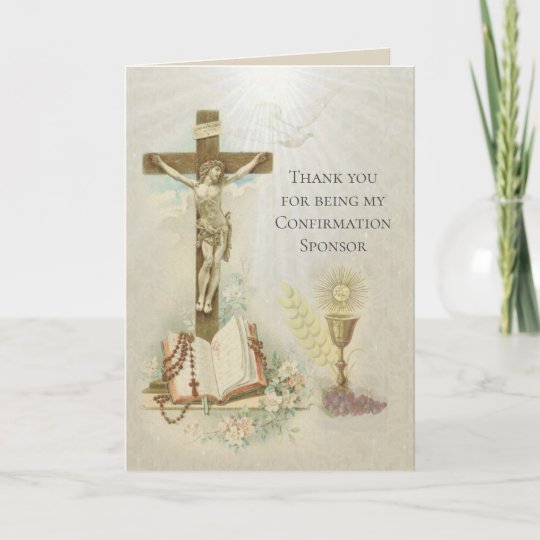 Traditional Catholic Confirmation RCIA Sponsor Thank You Card | Zazzle.com