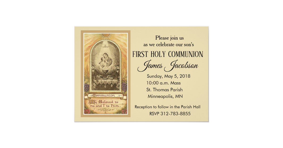 Traditional Catholic First Holy Communion Invitati Invitation | Zazzle.com