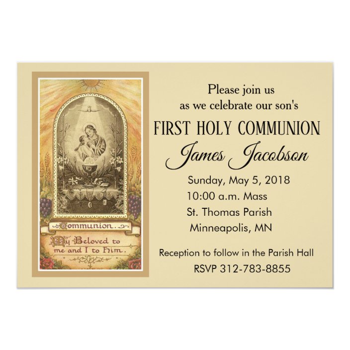 Traditional Catholic First Holy Communion Invitati Invitation | Zazzle.com