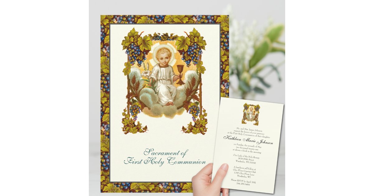 Traditional Catholic First Holy Communion Jesus Invitation | Zazzle