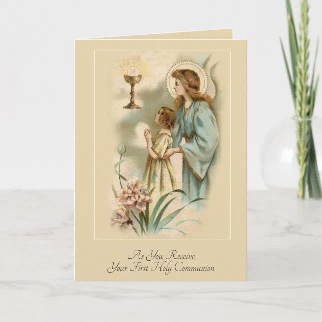 Traditional Catholic First Holy Communion Prayer Card | Zazzle
