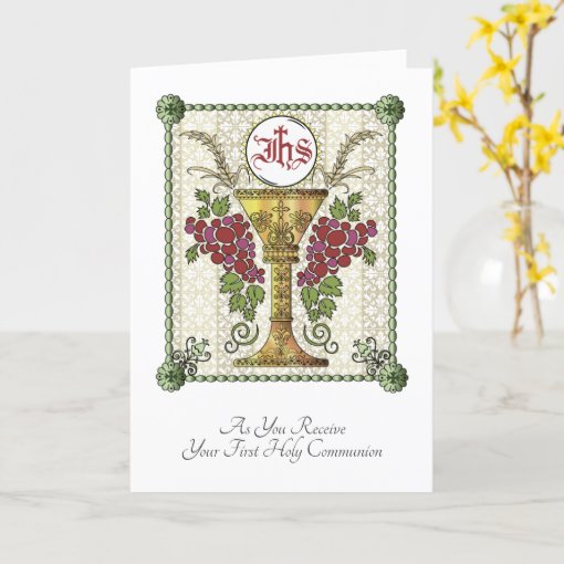 Traditional Catholic First Holy Communion Prayer Card | Zazzle