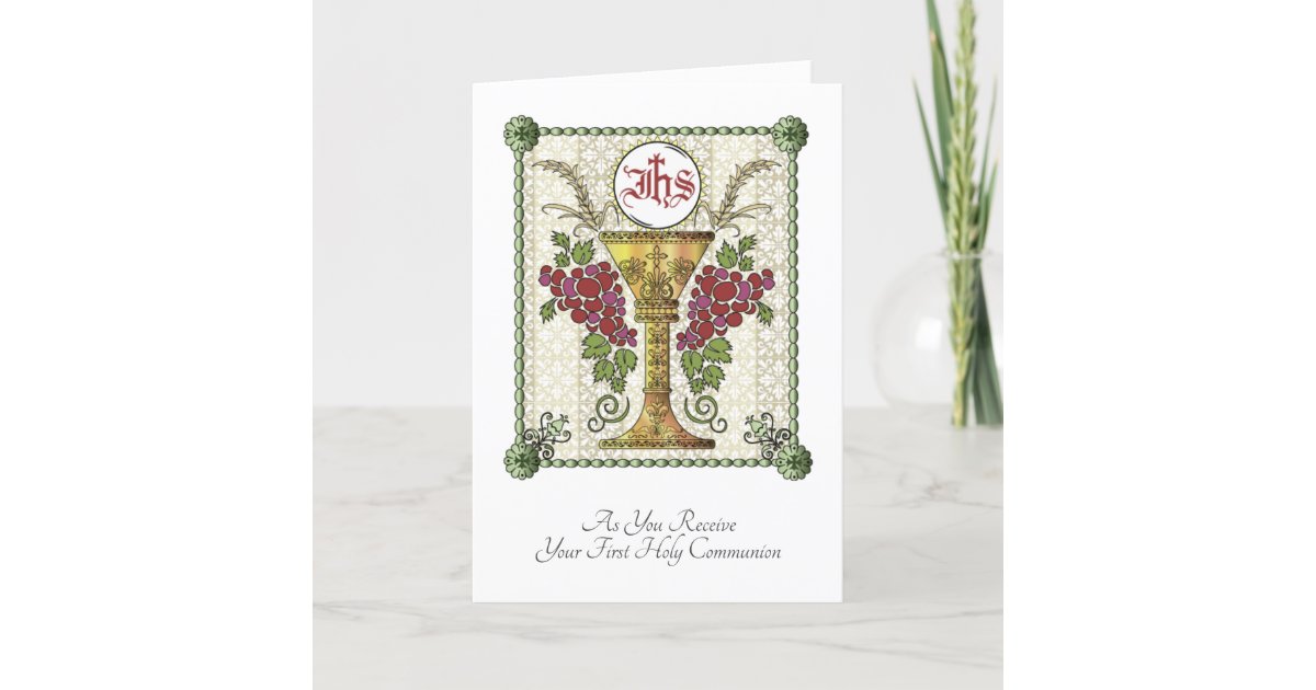 Traditional Catholic First Holy Communion Prayer Card | Zazzle