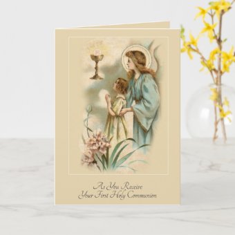 Traditional Catholic First Holy Communion Prayer Card | Zazzle