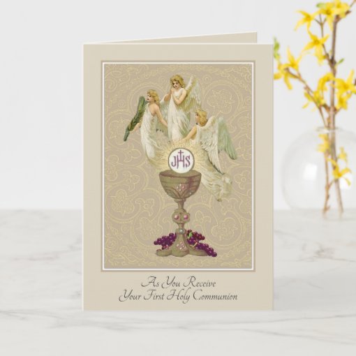 Traditional Catholic First Holy Communion Prayer Card | Zazzle