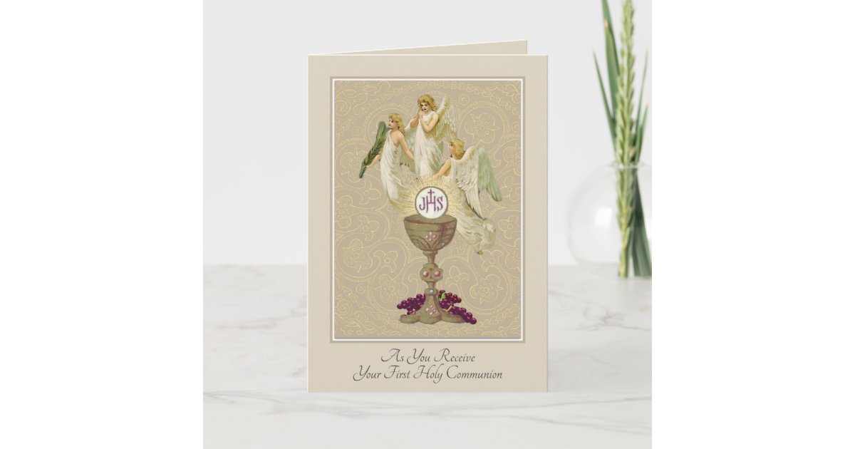 Traditional Catholic First Holy Communion Prayer Card | Zazzle