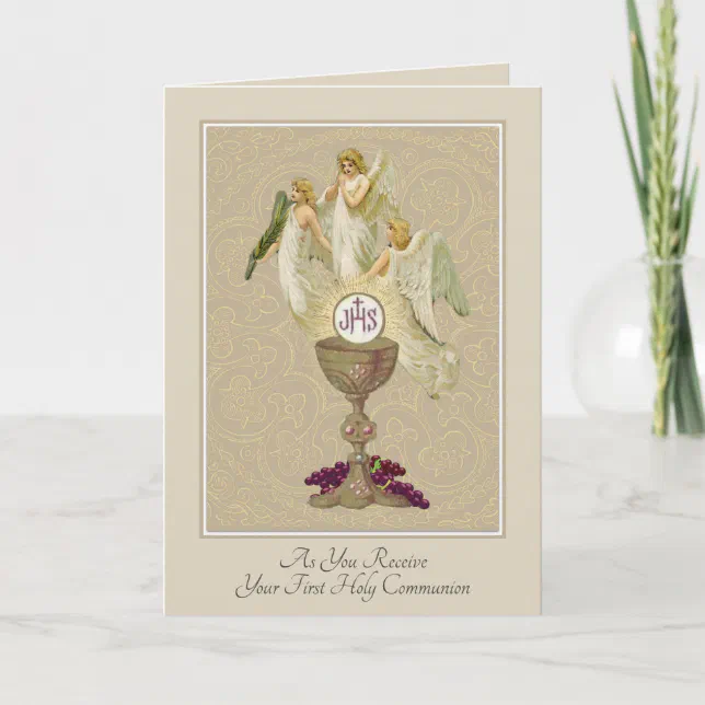 Traditional Catholic First Holy Communion Prayer Card | Zazzle