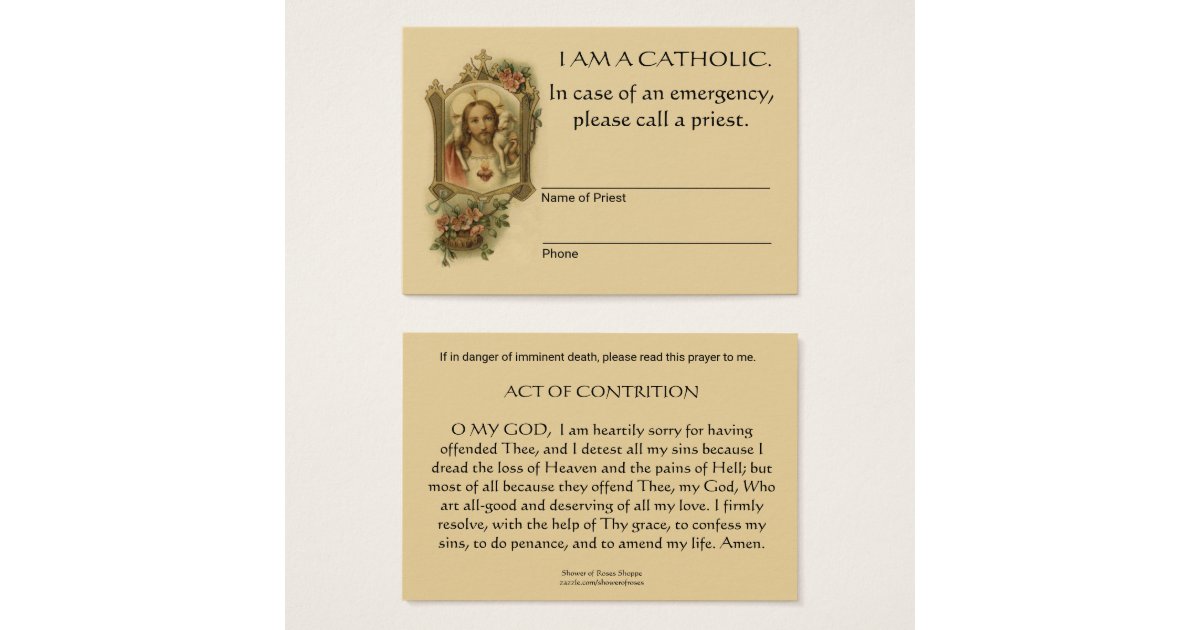 Traditional Catholic ID Emergency Holy Prayer Card | Zazzle