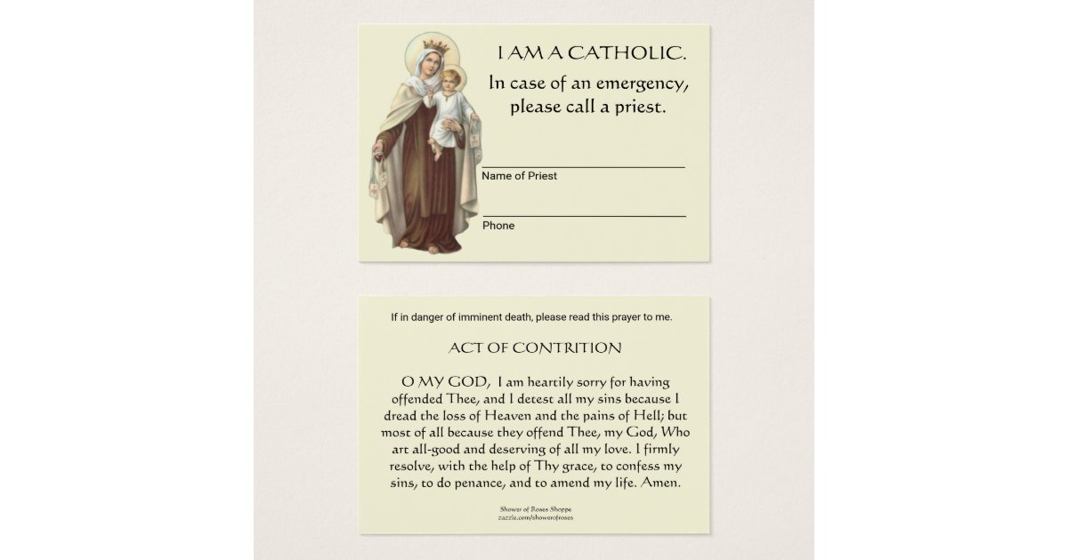 Traditional Catholic ID Emergency Holy Prayer Card | Zazzle