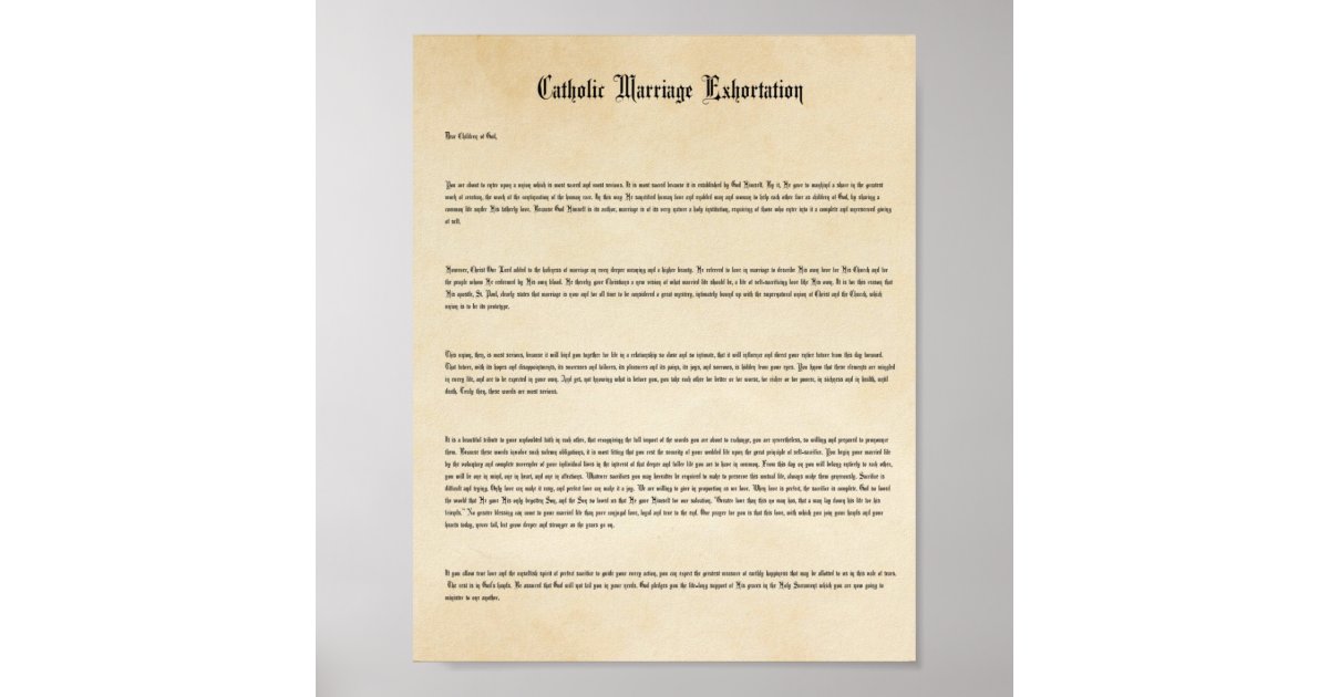 Traditional Catholic Marriage Exhortation Poster | Zazzle