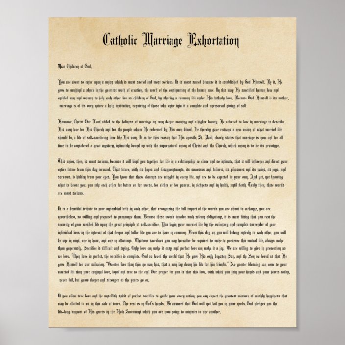 Traditional Catholic Marriage Exhortation Poster | Zazzle.com