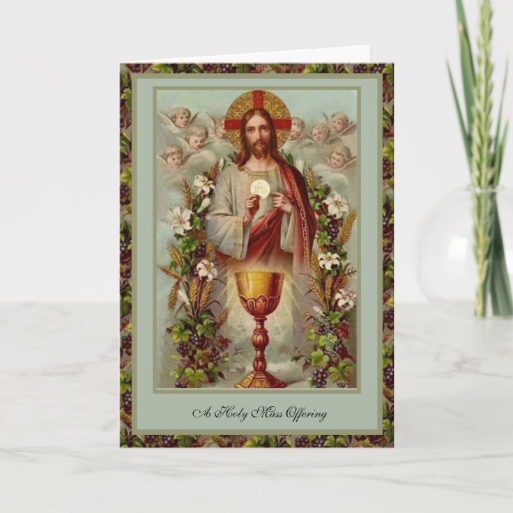Traditional Catholic Mass Offering Sacred Heart Ca Card | Zazzle