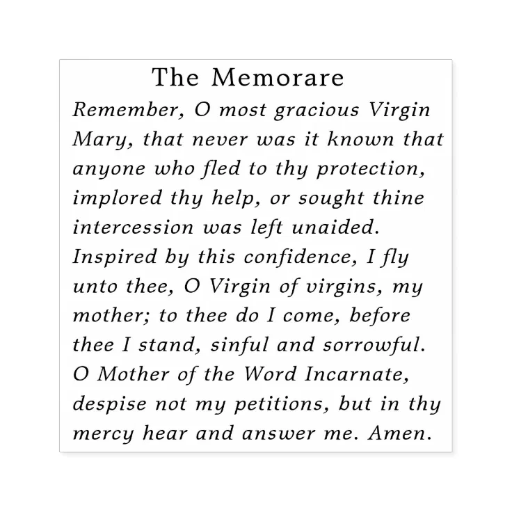 Traditional Catholic Prayer Virgin Mary Memorare Rubber Stamp | Zazzle