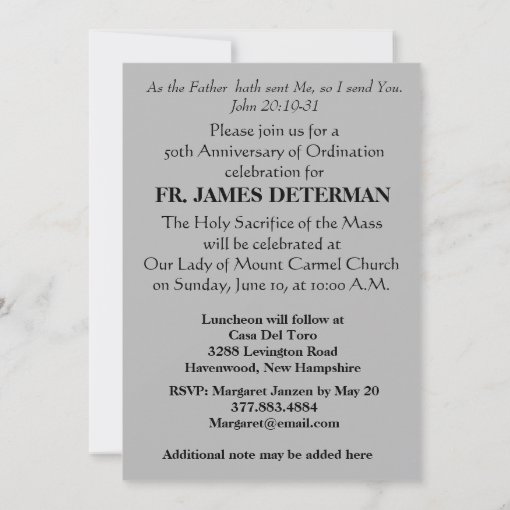 Traditional Catholic Priest Anniversary Invitation | Zazzle