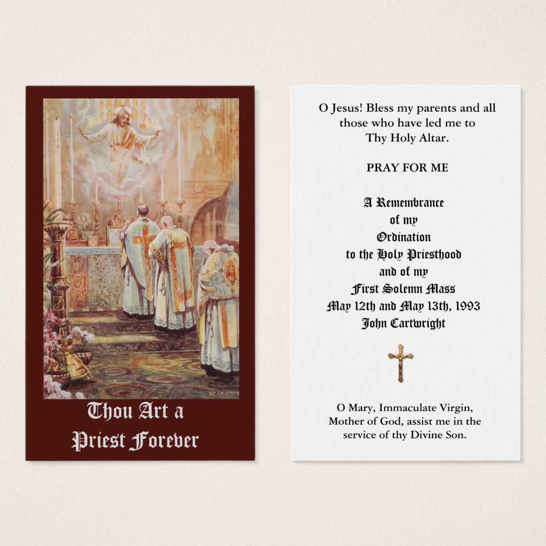 TRADITIONAL CATHOLIC PRIEST ORDINATION HOLY CARDS | Zazzle