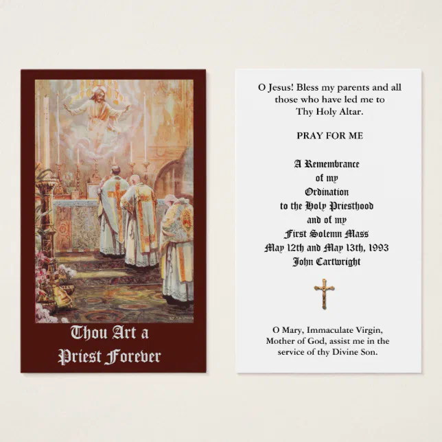 TRADITIONAL CATHOLIC PRIEST ORDINATION HOLY CARDS | Zazzle