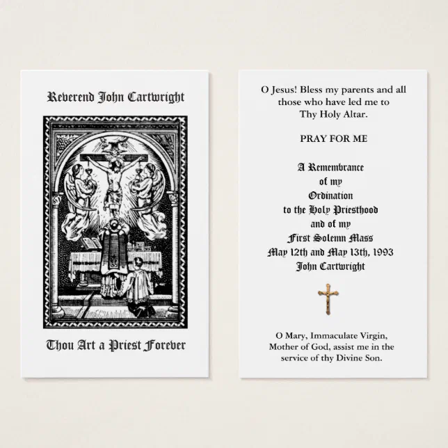 TRADITIONAL CATHOLIC PRIEST ORDINATION HOLY CARDS | Zazzle
