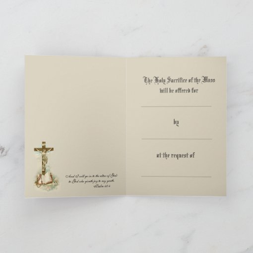 Traditional Catholic Religious Mass Offering Cross Card | Zazzle