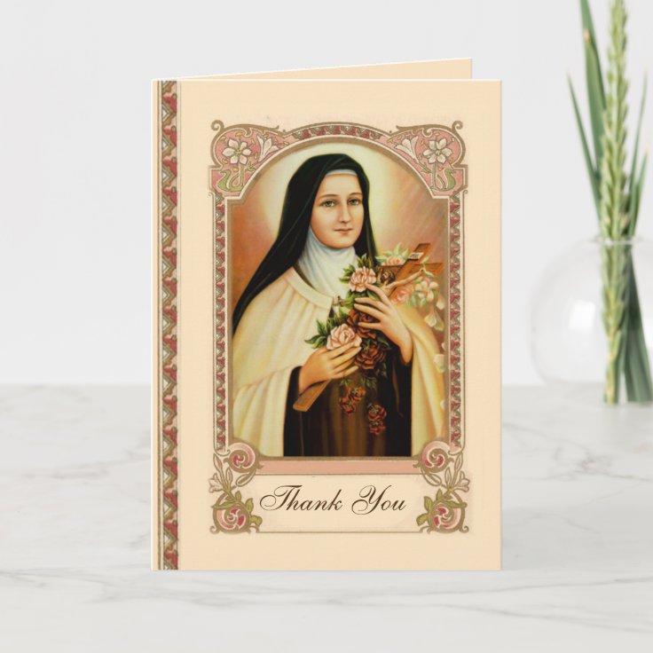 Traditional Catholic St. Therese Thank You Card | Zazzle