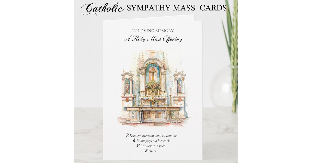 Traditional Catholic Sympathy Mass Offering Cross Card | Zazzle
