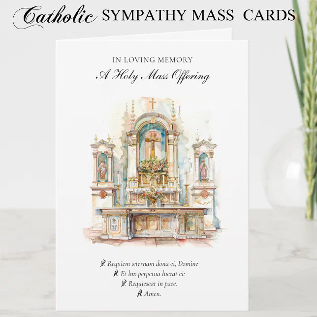 Traditional Catholic Sympathy Mass Offering Cross Card | Zazzle
