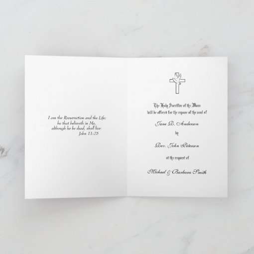 Traditional Catholic Sympathy Mass Offering Jesus Card | Zazzle