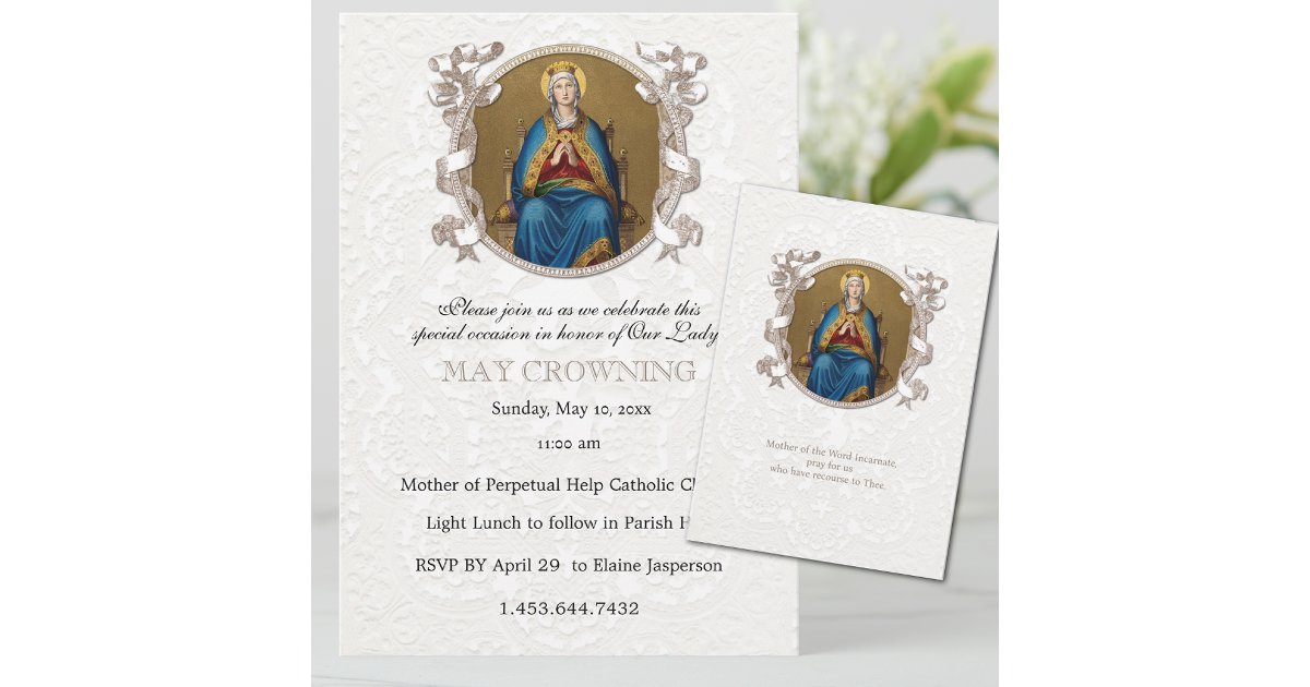 Traditional Catholic Virgin Mary May Crowning Invitation | Zazzle