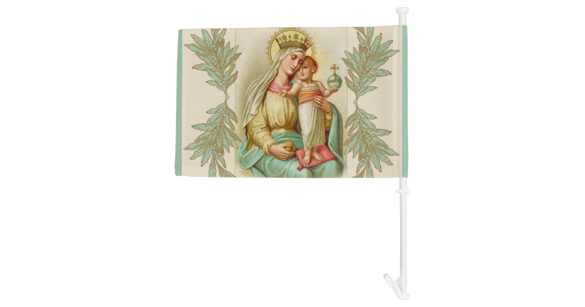 Traditional Catholic Virgin Mary St. Joseph Jesus Car Flag | Zazzle