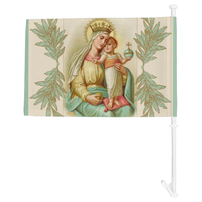 Traditional Catholic Virgin Mary St. Joseph Jesus Car Flag | Zazzle