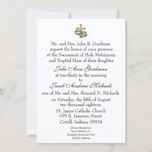 Traditional Catholic Wedding Bridal Invitation | Zazzle